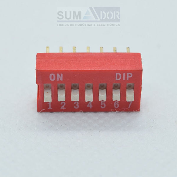 Interruptor DIP switch de color rojo – Sumador. Robótica y electrónica.